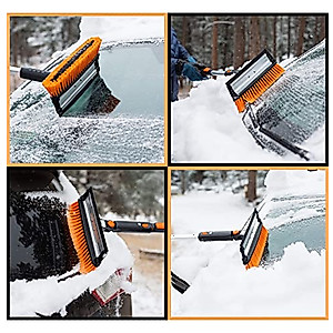Snow MOOver 58" Extendable Snow Brush with Detachable Ice Scraper for Car | 11" Wide Squeegee & Bristle Head | Size: Truck, Car, SUV, & RV | Lightweight Aluminum Body with Ergonomic Grip