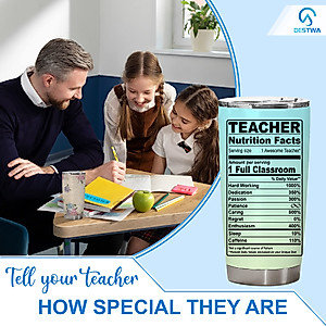 DESTWA Teacher Tumbler, Teacher Coffee Tumbler, Teacher Cups Tumbler, Teacher Appreciation Tumbler Gifts, Teacher Mugs