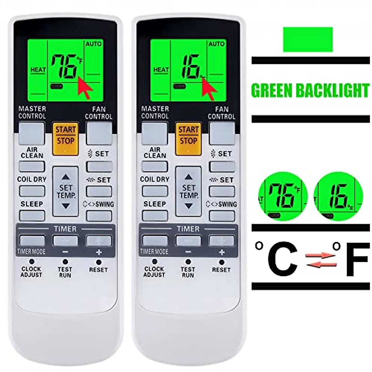Replacement for Fujitsu Air Conditioner Remote Control for Model ASU7RLF1 ARU7RLF ASU9RLF1 ASU12RLF1 ASU9RL2 ASU12RL2 ASU9RLS ASU12RLS2 ASU9RLS2 AUU7RLF(Display in Fahrenheit)