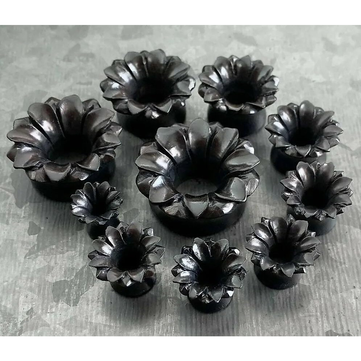 Lobal Domination PAIR of Lotus Flower Organic Areng Wood Tunnels Ear Plugs - Gauge Body Jewelry (1" (25mm))