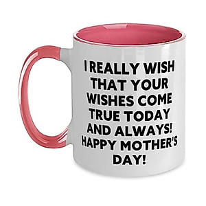 I really wish that your wishes come true today!! Two Tone 11oz Mug, Mother-in-law Present From Daughter, Useful Cup For Mother, Mother in law birthday gift ideas, Best mother in law birthday gifts,
