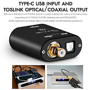 Douk Audio U2 XMOS XU208 Digital Interface, USB to TOSLINK Coaxial/Optical Audio Adapter, for DAC/Preamp/Amplifier, Support PCM & DSD64 (Upgrade Version)