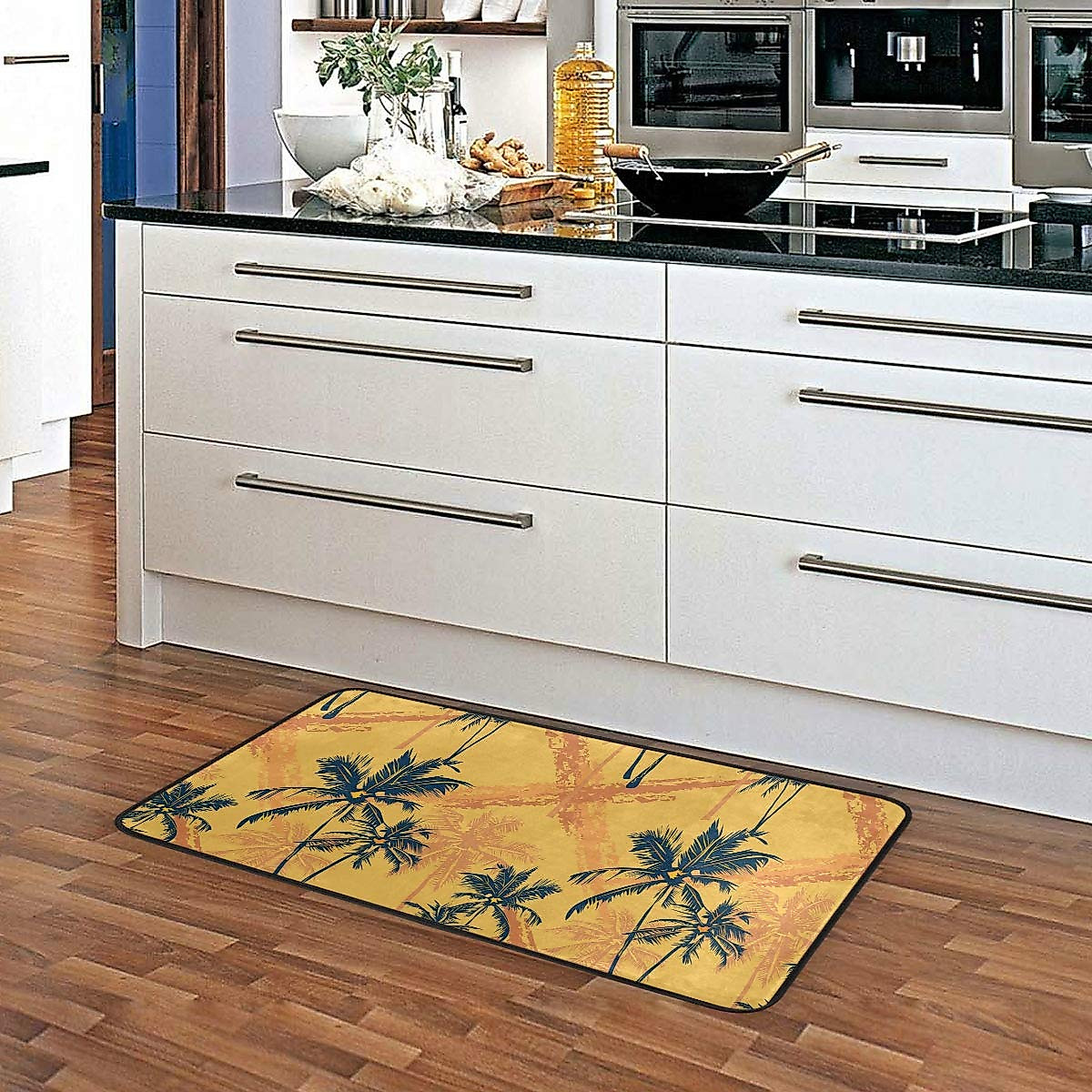 Kitchen Rugs Palm Trees Retro Design Non-Slip Soft Kitchen Mats Bath Rug Runner Doormats Carpet for Home Decor, 39" X 20"