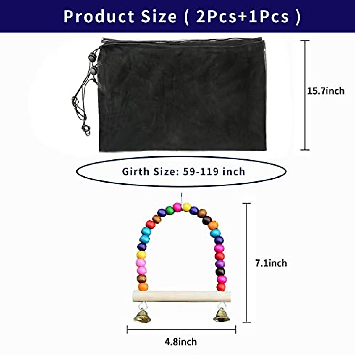 BKDMZZMY Bird Cage Seed Catcher, 2 Pack Large Bird Cage Covers, Birdcage Nylon Mesh with Swing Stretchy Shell Adjustable Drawstring Parrot Cage Skirt Traps Cage Soft Airy Net (White and Black)