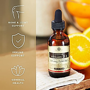 Solgar Liquid Vitamin D3 125 mcg (5,000 IU) - 2 fl oz, Pack of 2 - Natural Orange Flavor - Helps Maintain Healthy Bones & Teeth - Immune System Support - Gluten & Dairy Free - 118 Total Servings