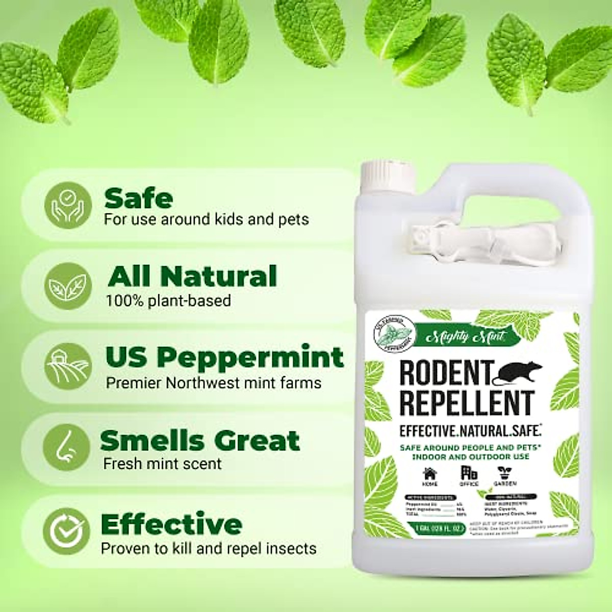Mighty Mint Gallon (128 oz) Rodent Natural Peppermint Oil Spray