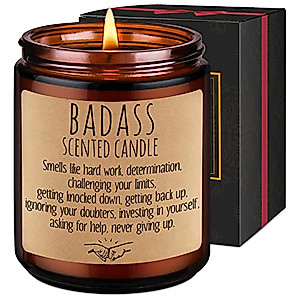 LEADO Badass Candle - Congratulations Gifts for Women, Men, Boss Lady Gifts, Proud of You, New Job, Promotion Gift - Funny Birthday, Graduation, Mothers Day, Inspirational Gifts, Mental Health Gifts