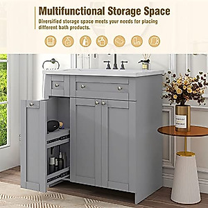 Voohek 30", Single Undermount Sink,Combo Cabinet, Storage Fixture, Grey Bathroom Vanities