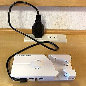 ROAD WARRIOR 3-Outlet Travel Universal Power Strip with European Plug, Compact, Designed in Japan, EU to US Adapter Does not Convert Voltage-RW47WH