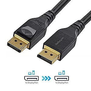 Startech.com 4m VESA Certified DisplayPort 1.4 Cable - 8K60Hz HBR3 HDR - 13ft Super UHD DisplayPort to DisplayPort Monitor Cord - Ultra HD 4K 120Hz DP 1.4 Slim Video Cable M/M DP Connector (DP14MM4M)