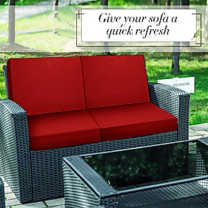 Newwiee 8 Pcs Patio Stretch Patio Sofa Cushion Covers Outdoor Cushion Cover Replacement for 4 Backrests and 4 Cushions Covers, Waterproof Couch Chair Seat Cover Furniture Protector (Wine Red)