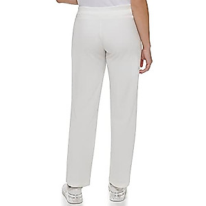 Calvin Klein Women's Misses Comfortable Wide Leg Everyday Velour Drawstring Pant, Milk, Small