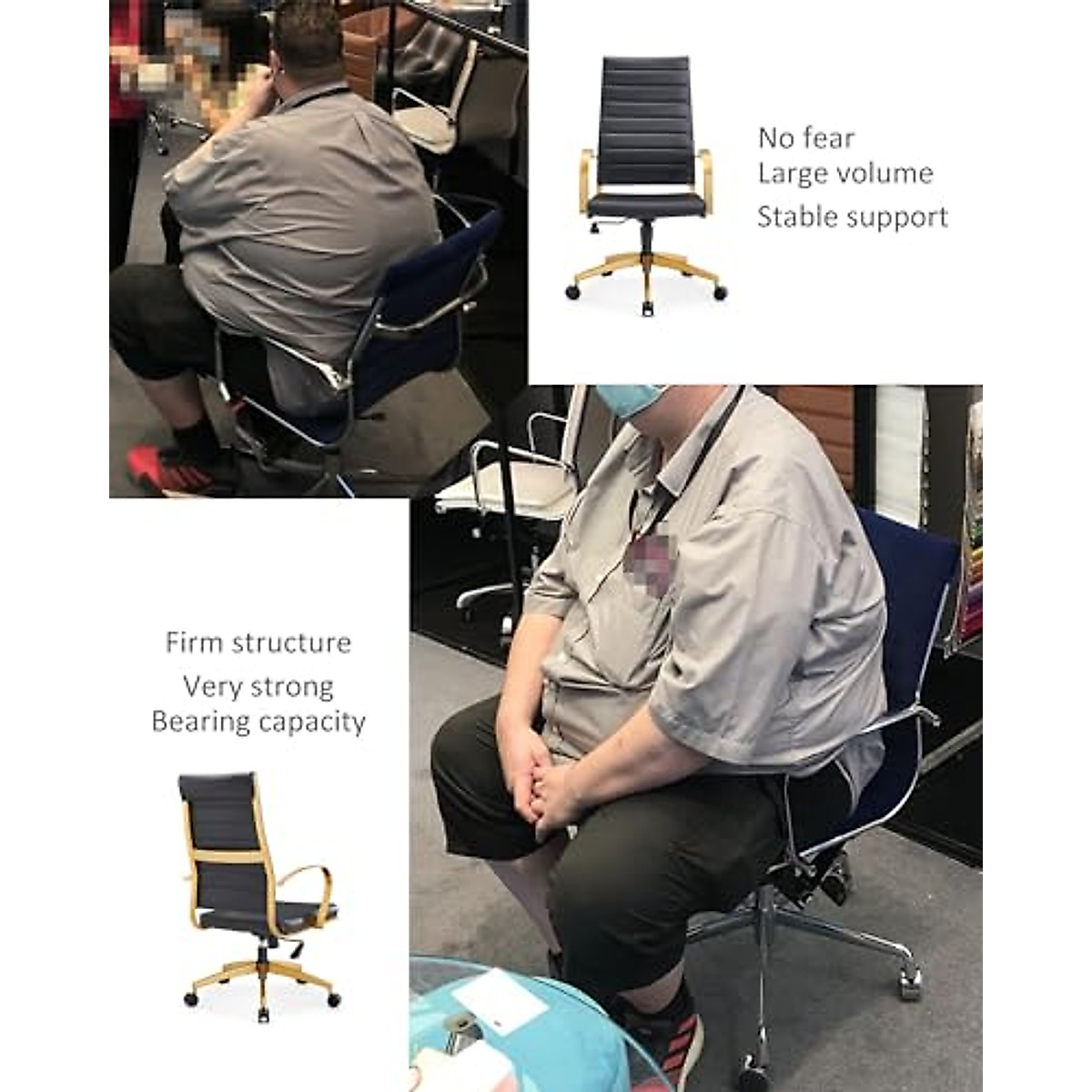 LUXMOD Ergonomic Office Chair, High Back Gold Leather Desk Chair with Lumbar Support, Home Office Chair for Study or Workspaces(Gold Black)