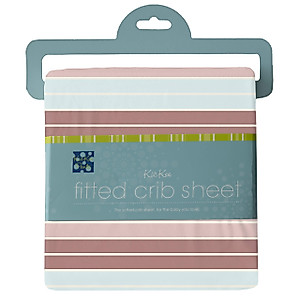KicKee Pants Print Fitted Baby Crib Sheet, Lovable Solid Colors for Crib Mattress, Crafted from Viscose from Bamboo for Ultra Soft Baby Bedding (Active Stripe - One Size)