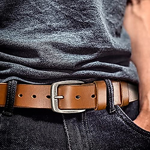 WOLFANT Leather Belt for Men,100% Italian Full Grain Real Solid Leather