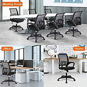 Home Office Chair Ergonomic Desk Chair Mesh Computer Chair with Lumbar Support Armrest Executive Rolling Swivel Adjustable Mid Back Task Chair for Women Adults, Black