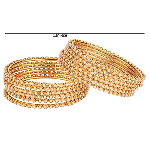 Efulgenz Indian Bangles for Women Gold Bangles Faux Pearl Traditional Bracelet Bangles Set Bollywood Jewelry for Women