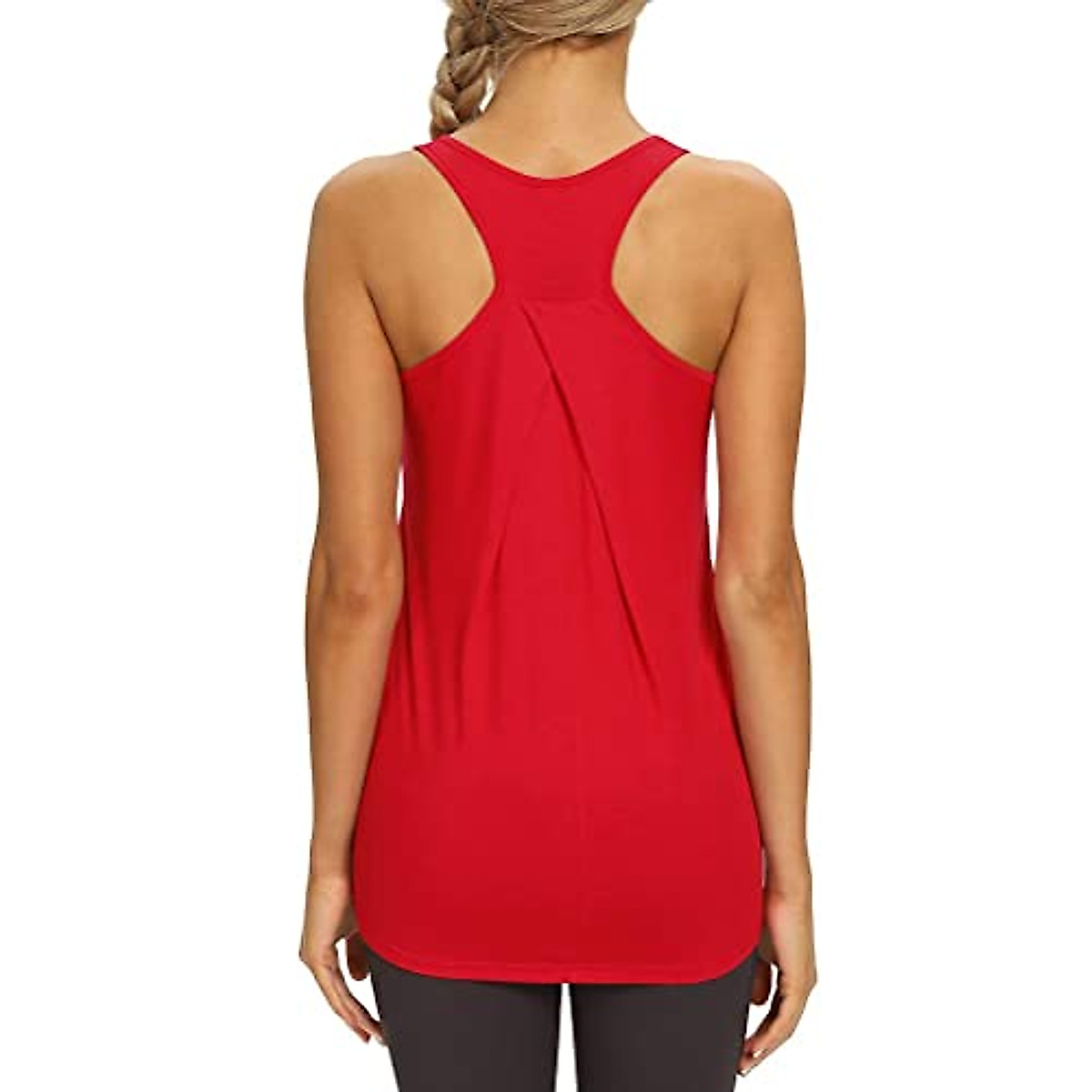 Mippo Womens Workout Tops Athletic Tank Tops Yoga Exercise Shirts Tennis Tops Sports Running Tank Top Racer Back Tanking Top for Women Red M