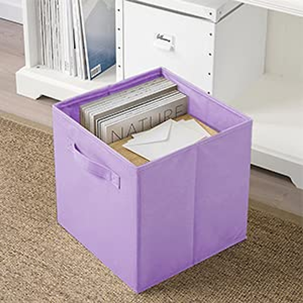 ShellKingdom Storage Bins, Foldable Fabric Storage Cubes And Cloth Storage Organizer Drawer For Closet And Toys Storage, 6 Pack (Lavender)