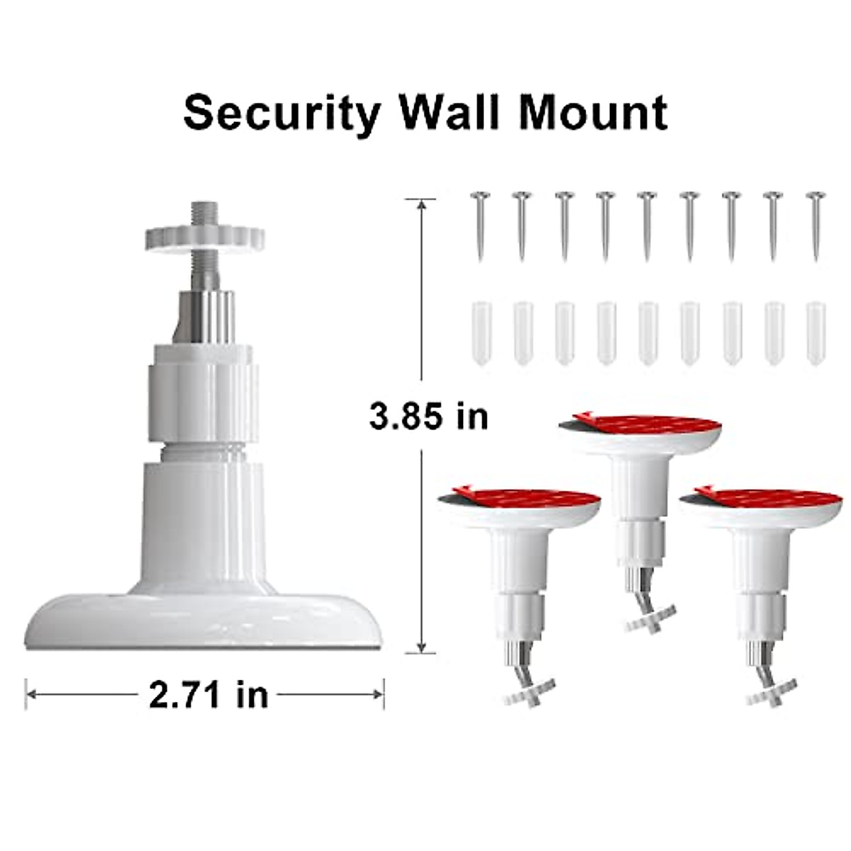 3 Pack Adhesive Wall Mount Compatible with Stick Up Cam/Indoor Cam/Battery Cam,Ceiling Mounting Kit for Plug-in HD Security Camera Mount 2 Ways Installation VHB Stick On or Screws