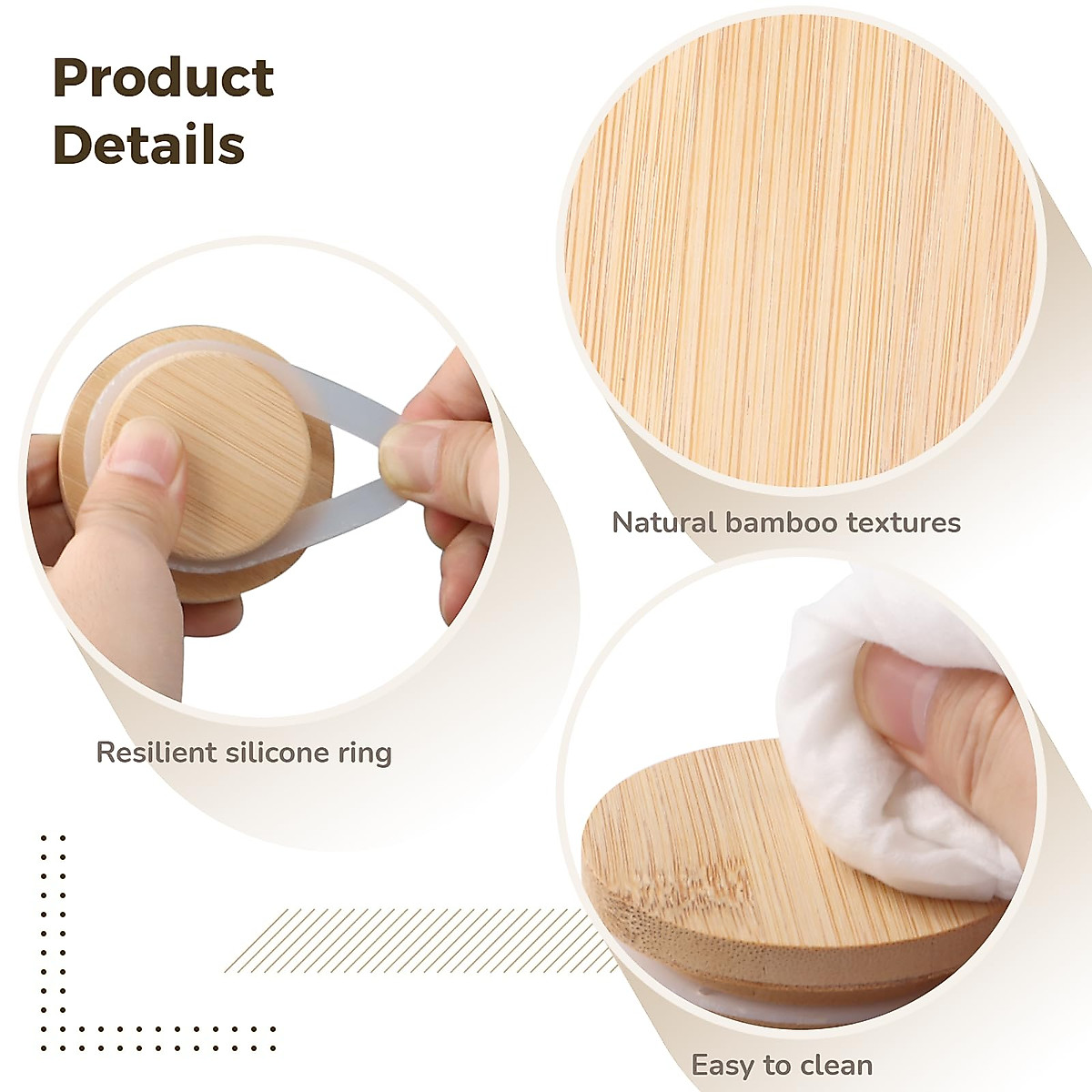 yeesport 12 PCS Yogurt Jar Lids, 2.6 Inches Bamboo Jar Lids for Yogurt Jars, Food Fruit Candy Can Lids with Silicone Sealing Rings, Yogurt Jar Lids With DIY Function