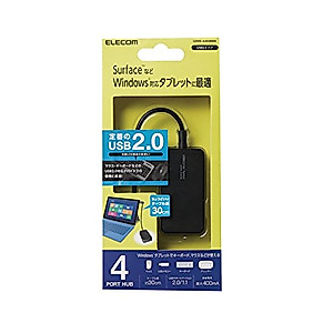 ELECOM U2HS-A402BBK USB Hub 2.0 Bus Power Tablet Swing Connector 4 Port Black