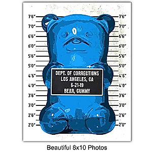 Gummy Bear Mugshot Set - Funny Contemporary Andy Warhol Style Aesthetic Room Decor, Wall Decoration - Unique Cool Gift for Modern Pop Art Fans - Original 8x10 UNFRAMED Poster Picture Print