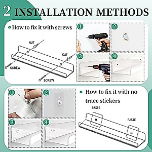 BTSD-home 6 Pack 15'' Clear Acrylic Shelves for Wall, Acrylic Wall Shelves Invisible Mounted Display Ledge Kids Bookshelf for Bathroom, Living Room, Bedroom, Kitchen, Study