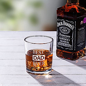 Modwnfy Fathers Day Gift for Dad, Best Dad Ever Whiskey Glass, Father’s 10 Oz Old Fashioned Glass, Novelty Scotch Glass to Dad Daddy Father Husband Friend, Novelty Gift Idea on Father’s Day Birthday