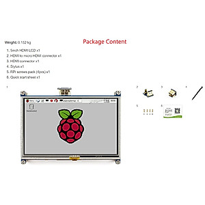 5 inch 800480 Resistive Touch Screen HDMI interface Raspbian LCD compatible with Raspberry Pi (Pi 2 3) Model B B+ A+ Video Photo Display System Module @XYGStudy
