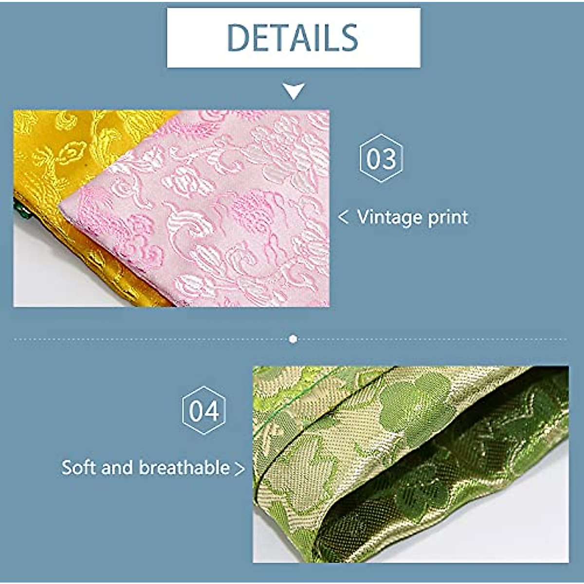 Tloml WU 20 Pcs Silk Brocade Drawstring Jewelry Bag Gift Pouch Value Set for Wedding Party Favors, Drawstring Coin Purse Embroidered Sachet Candy Chocolate Bag for Christmas New Year Birthday Party (4x5.5 inch)