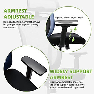 High Back Office Chair, Ergonomic Mesh Chair Home Desk Chair Adjustable Headrest, Executive Computer Chair with Hanger and Soft Foam Seat Cushion and Lumbar Support,Blue