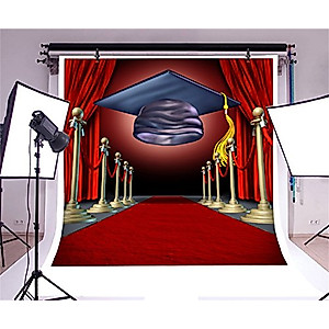 CSFOTO 5x5ft Graduation Background 2022 for Photoshoot Congrats Backdrop Banner Congratulations Red Backdrop Red Carpet Graduation Backdrop Award Degree College Student Graduation Party Backdrop