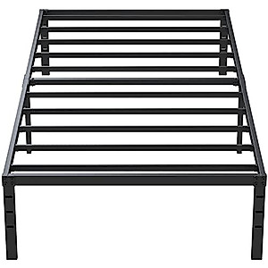 Maenizi Heavy Duty Twin Bed Frame No Box Spring Needed, 14 Inch Metal Platform Bed Frame Twin Support Up to 2500 lbs, Easy Assembly, Noise Free, Black