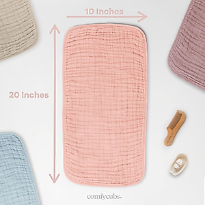 Comfy Cubs Muslin Burp Cloths 20" x 10", Pack of 10 - Large, 6-Layer, Ultra Absorbent 100% Cotton for Baby Drool and Messes - Soft, Safe & Gentle Baby Burp Cloths for Boys & Girls - Lace