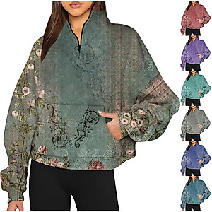 my orders placed Oversize Sweatshirt Women Oversized Zip Up Hoodies For Women Trendy Fall Long Sleeve Vintage Sweatshirts Casual Loose Pullover Tops With Pocket Green M