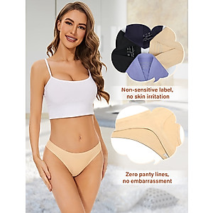 Sunm Boutique 6 Pack Seamless Thongs for Women No Show Thongs Nylon Stretch Thong Panties Underwear XS-XXL