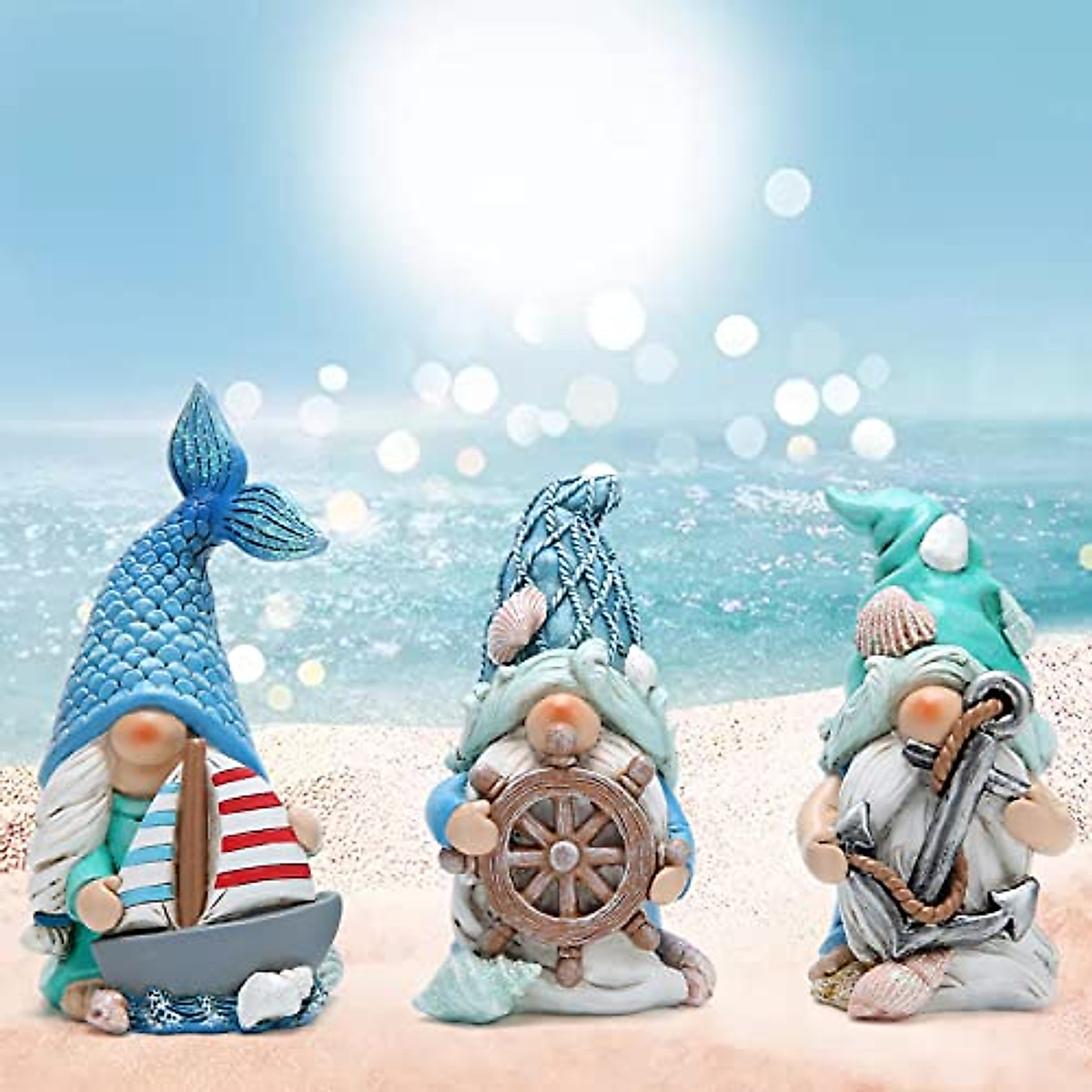 Hodao 3PCS Ocean Animals Gnomes Summer Decorations Handmade Beach Element Decor Swedish Gnomes Nisse Scandinavian Gnomes Elf Fall Decorations Indoor Home Ornaments Summer Gnomes Figurines (Ocean1)