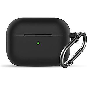 BRG Compatible with Airpods Pro Case,Soft Silicone Skin Case Cover Shock-Absorbing Protective Case with Keychain [Front LED Visible] (Black)