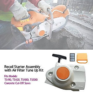 Rinlius 4238 190 0302 Recoil Starter Assembly with Air Filter Tune Up Kit for STIHL TS420 TS410 TS480i TS500i Concrete Cut-Off Saws Replace OEM 4238 190 0300, 4238 140 4401