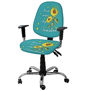 Big buy store Office Chair Cover Sunflower Butterfly Desk Chair Cover Stretch Elastic Universal Computer Chair Covers My Sunshine Teal Green Stretch Rotating Chair Slipcovers Protectors