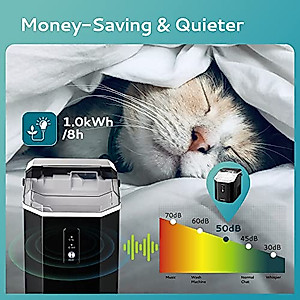 EUHOMY Nugget Ice Maker Countertop with Handle, Ready in 6 Mins, 33lbs/24H, Removable Top Cover, Auto-Cleaning, Portable Pebble Ice Maker with Basket and Scoop, for Home/Party/Camping. (Black)