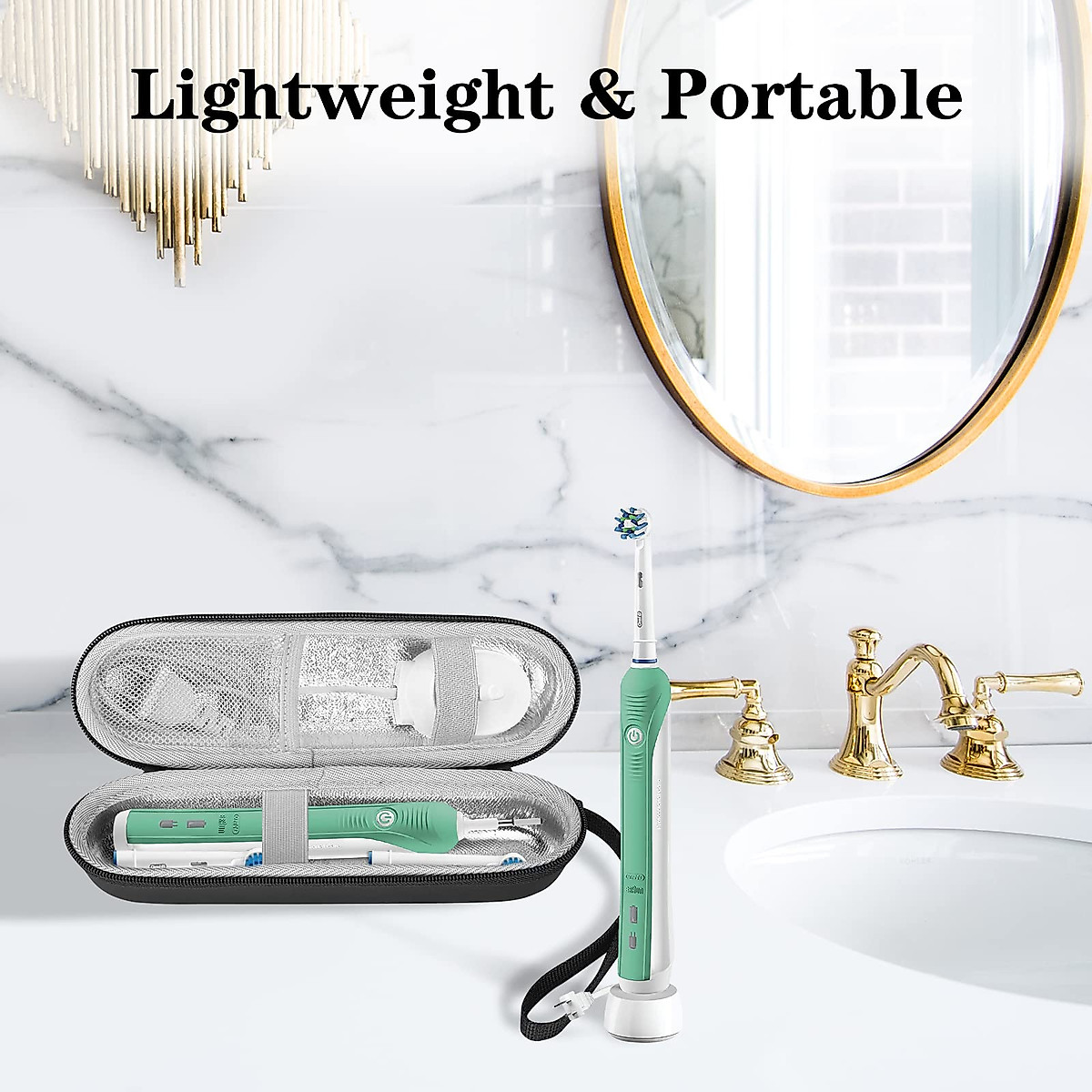 ProCase Electric Toothbrush Hard Travel Case Compatible with Oral-B Pro 1000 8000, Sonicare 1100 5100 6100, Carrying Bag Carrier for Battery Power Rechargeable Toothbrush (Case Only) –Black