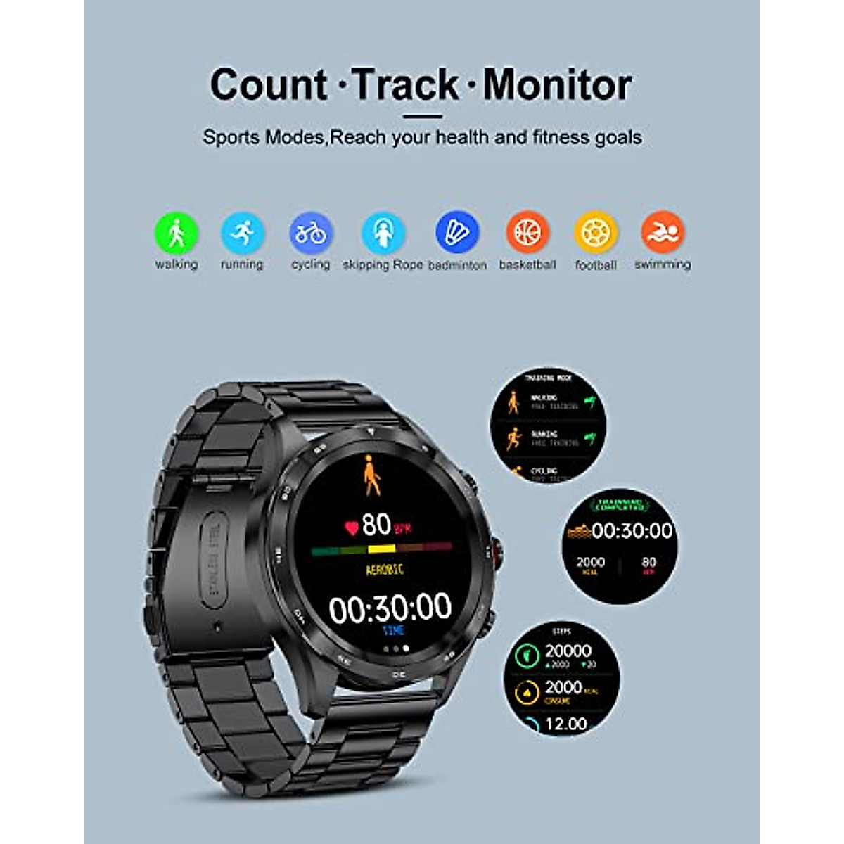 LIGE Smart Watch for Men(Answer/Make Calls), 1.32" Fitness Tracker with Heart Rate Sleep SpO2 Monitor,IP67 Waterproof,Activity Trackers and Smartwatches for iOS and Android Phones(All Black)
