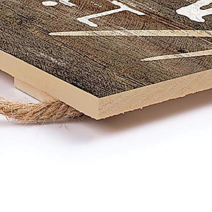 P. Graham Dunn Rustic Brown 7 x 7 Inch Wood Pallet Wall Hanging Sign, Little Man Cave Antlers