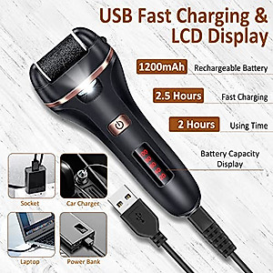 Electric Foot Callus Remover Kit, Banral 10 in1 Rechargeable Pedicure Tools Foot Care Feet File with 3 Roller Heads,2 Speed,Battery Display for Remove Cracked Heels Calluses and Dead Skin