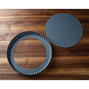 Fox Run Removable Bottom Non-Stick Tart and Quiche Pan, Loose Bottom Quiche Pan - 9.5-inch