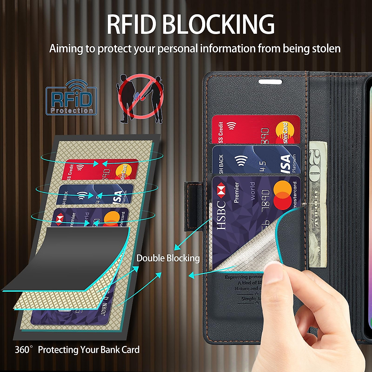 Samsung Galaxy A71(5G) Wallet Case Credit Card Holder,Magnetic Stand Leather Flip Case Cover ，Durable Shockproof Protective Cover for Samsung Galaxy A71（5G） 6.7" (Fashion Black)