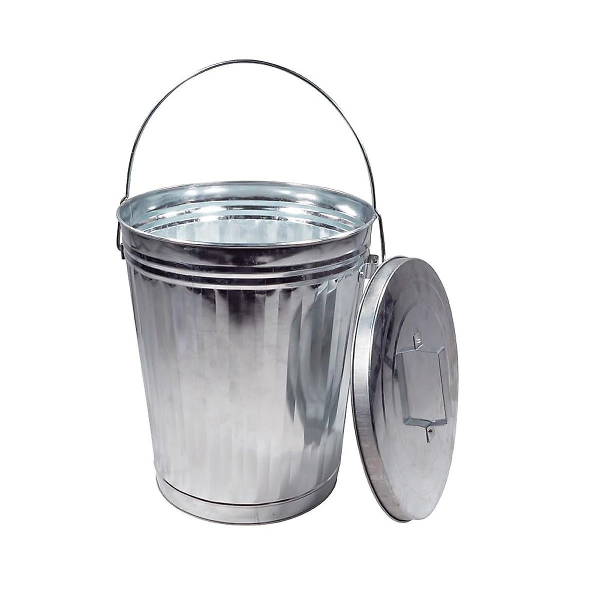 Mytee Products Galvanized Trash Can w/Lid Ideal for Trailers - 6 Gallon Steel Mounted Small Outdoor Garbage Can for Home, Office, Bathroom, Kitchen - Fire and Heat Resistant