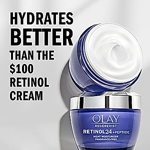Olay Regenerist Retinol Moisturizer, Retinol 24 Night Face Cream with Niacinamide, Anti-Wrinkle Fragrance-Free 1.7 oz, Includes Olay Whip Travel Size for Dry Skin